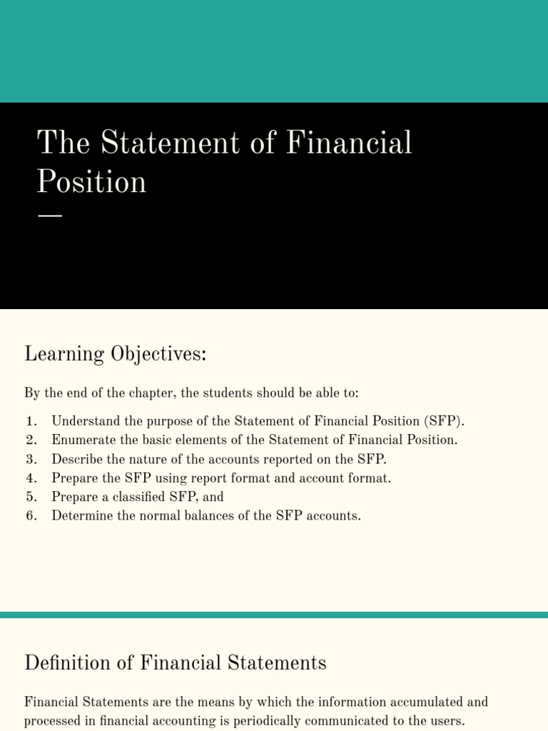 The Statement of Financial Position | PDF | Financial Statement ...