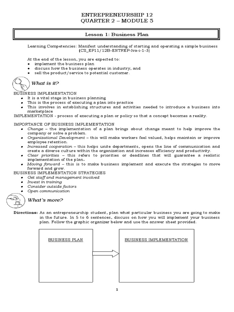 What Is It?: Entrepreneurship 12 Quarter 2 - Module 5 | PDF | Employee ...