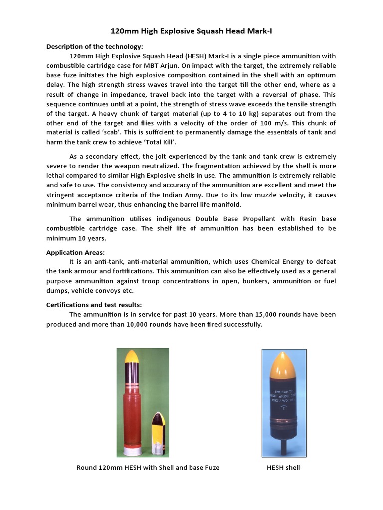120mm High Explosive Squash Head Mark-I: Description of The Technology ...