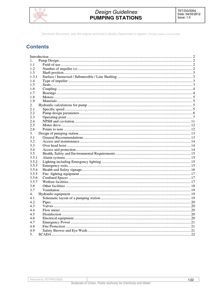 Design Guidelines for Pumping Stations | PDF | Pump | Bearing (Mechanical)