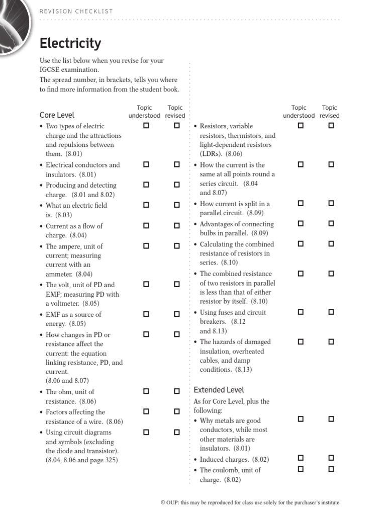 IGCSE Physics - Revision Summaries 8 | PDF | Series And Parallel ...