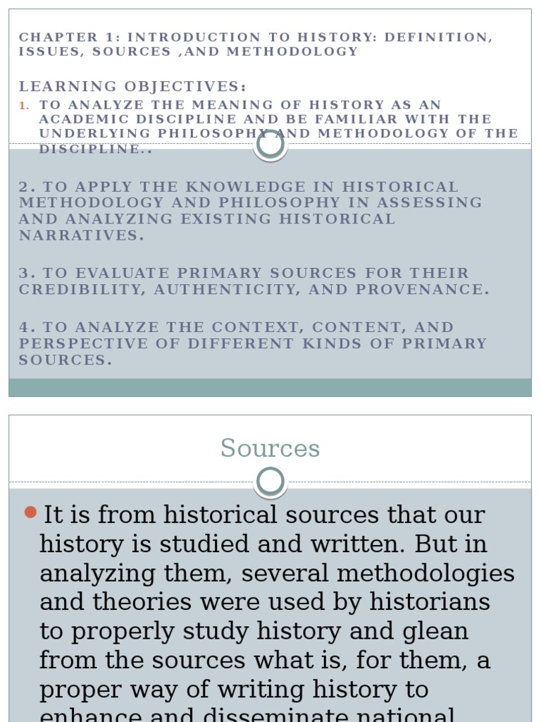 Chapter 1: Introduction To History: Definition, Issues, Sources, and Methodology | Download Free ...