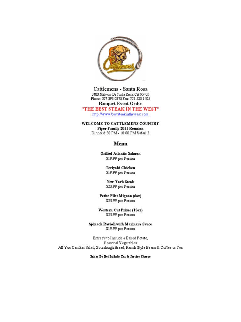 Cattlemens Menu | PDF
