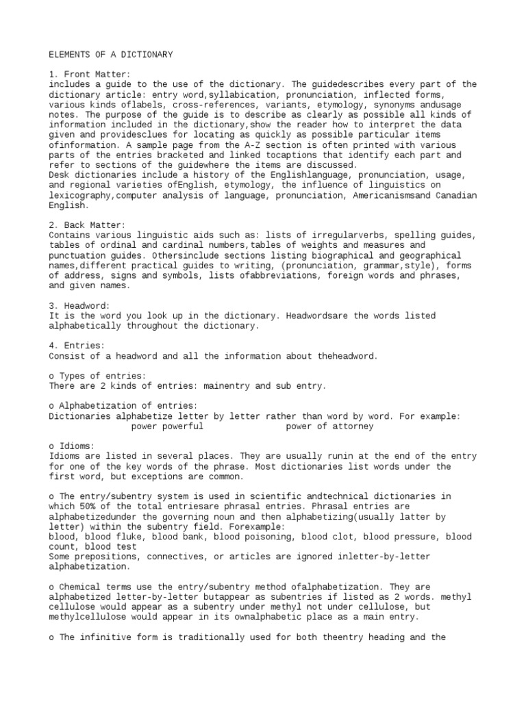 Dictionary Structure Guide | PDF | Dictionary | Word