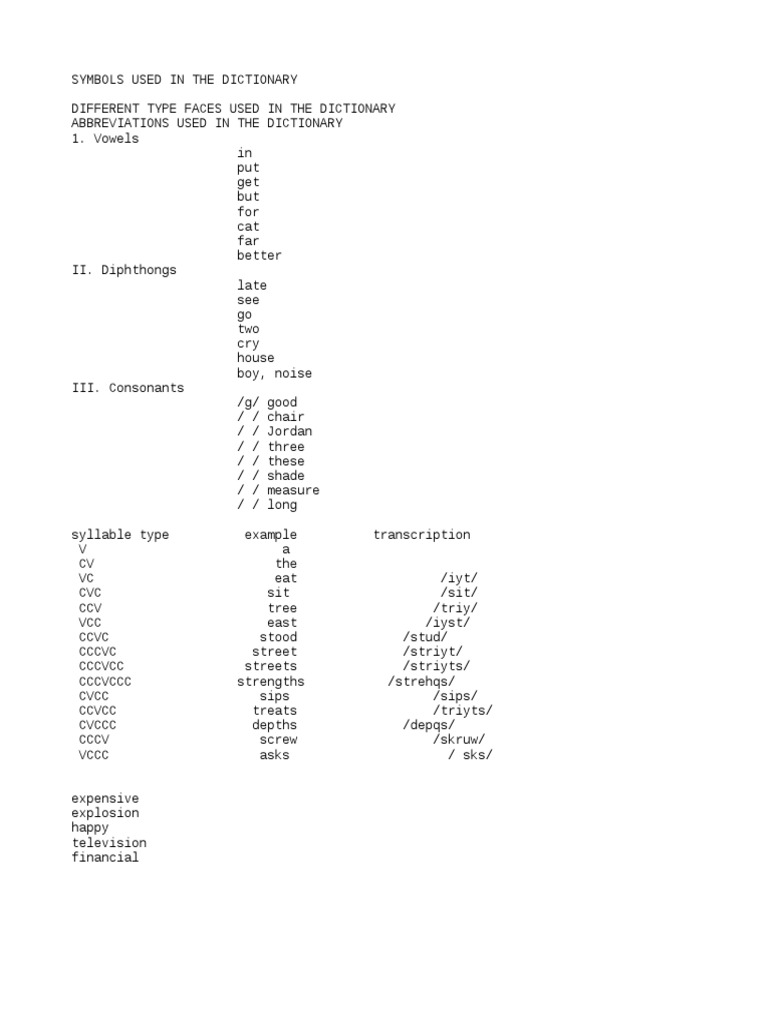 Symbols in Dictionary | PDF