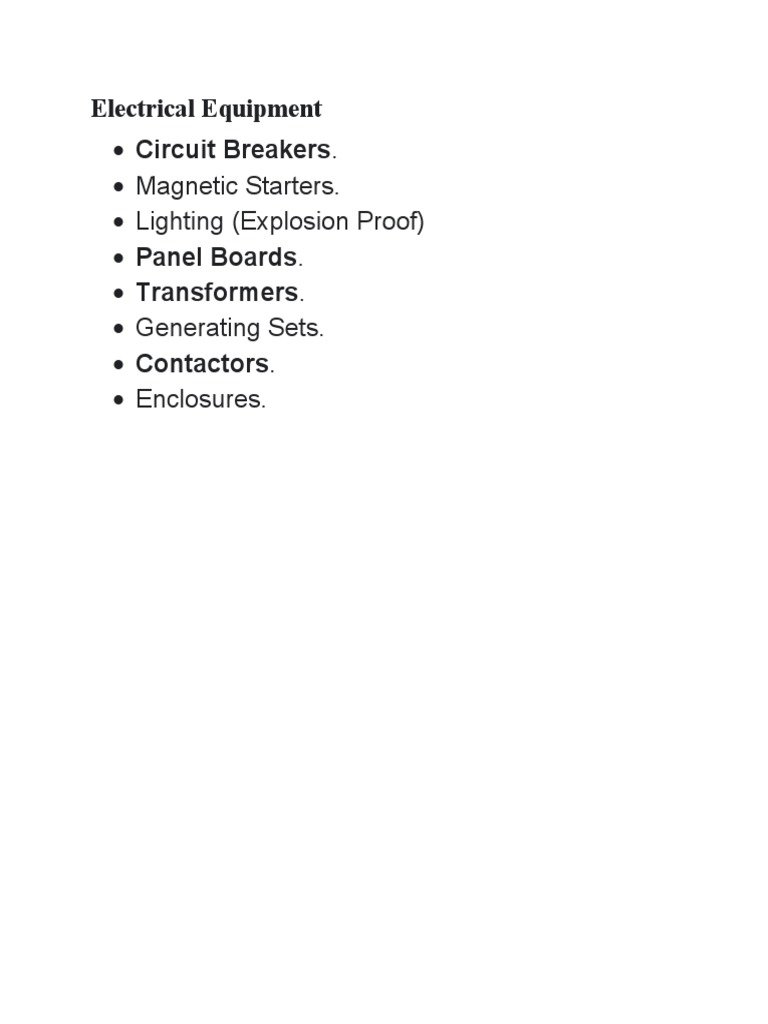 Electrical Equipment List | PDF