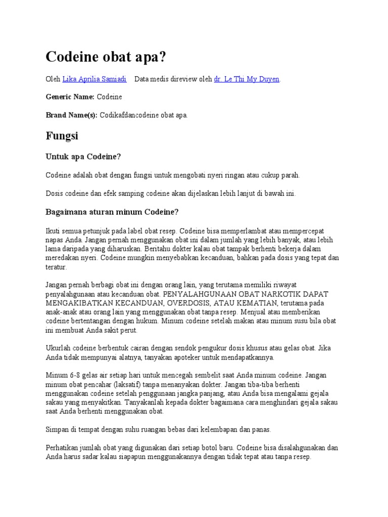 Codeine obat apa | PDF