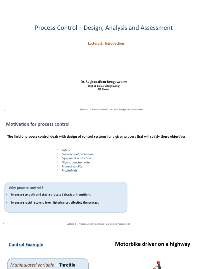 Process Control - Design, Analysis and Assessment: Lecture 1: Introduction | PDF | Process ...