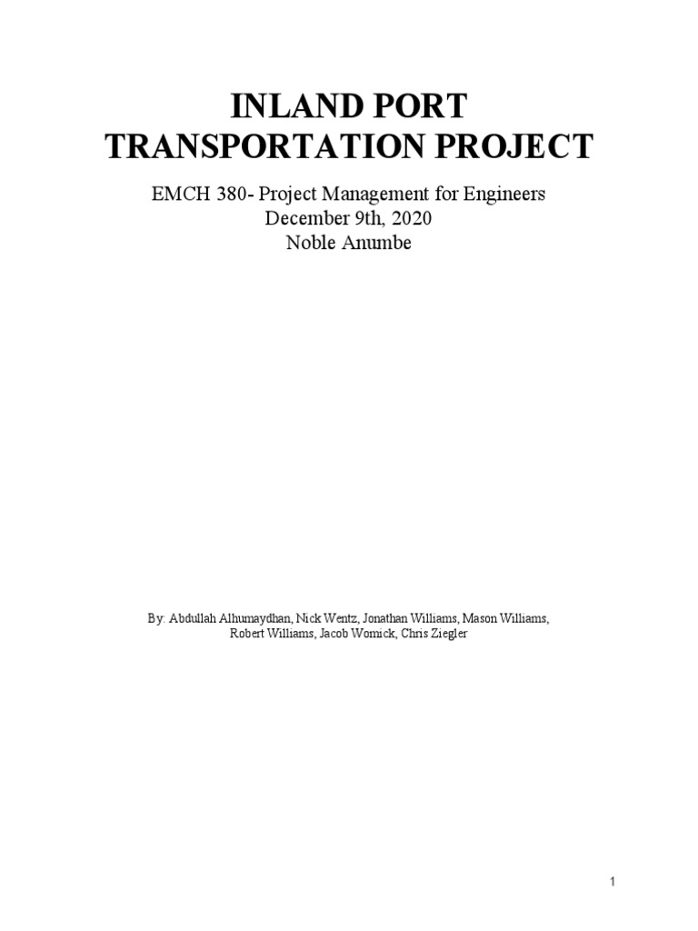 INLAND PORT PROJECT Final | PDF | Cost–Benefit Analysis | Risk
