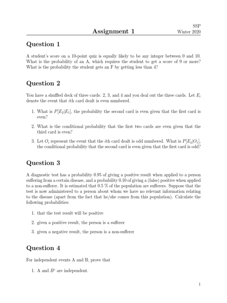 Assignment 1 | PDF | Probability Density Function | Random Variable