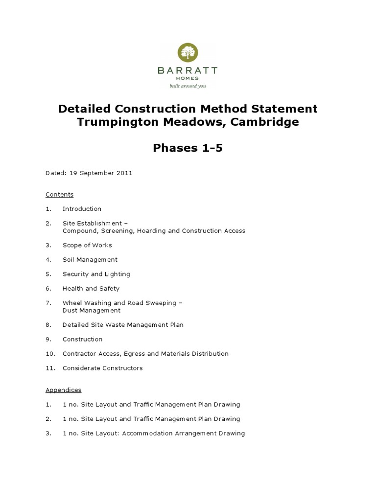Detailed Construction Method Statement | PDF | Lighting | Occupational ...