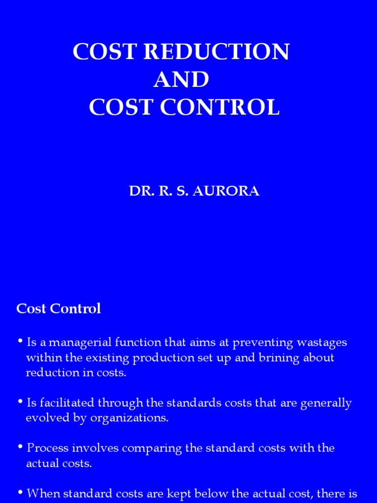 Cost Control and Reduction Strategies | PDF | Cost Accounting | Scrap