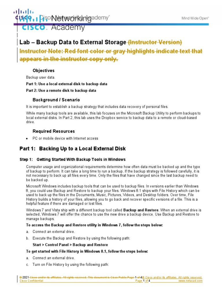 3.1.2.3 Lab - Backup Data To External Storage | PDF | Backup | Computer File