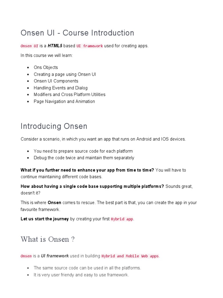 Onsen Ui Course Introduction Pdf Web Application Ios
