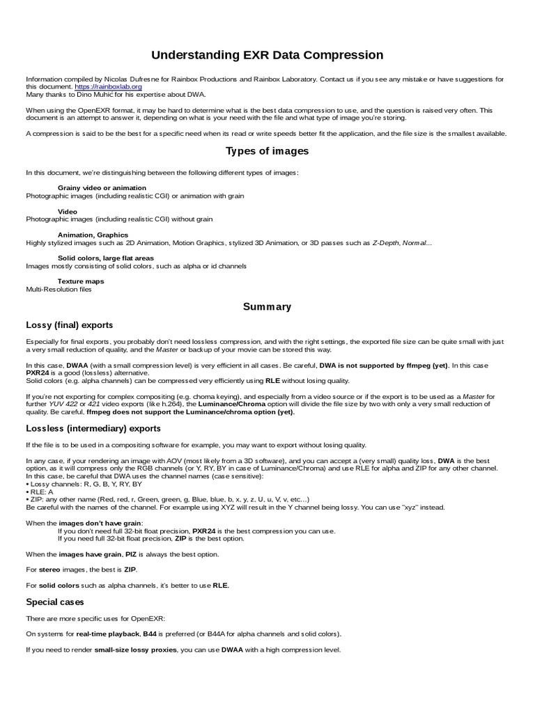 Understanding EXR Data Compression: Types of Images | PDF | Data ...