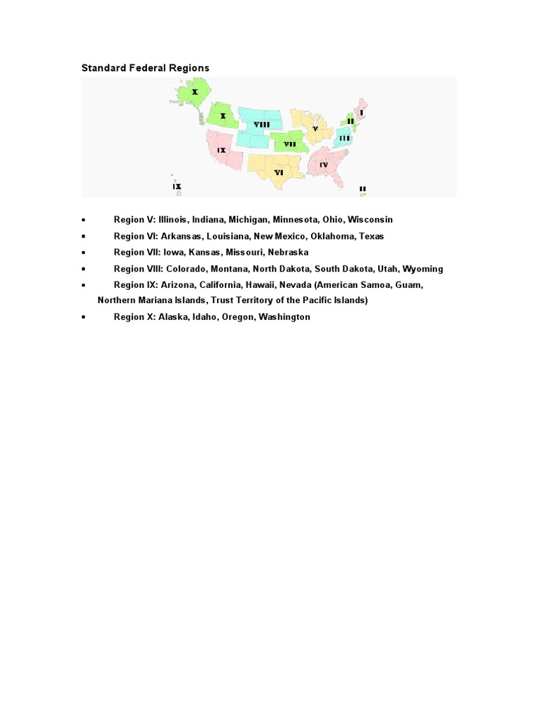 US Federal Regions Overview | PDF