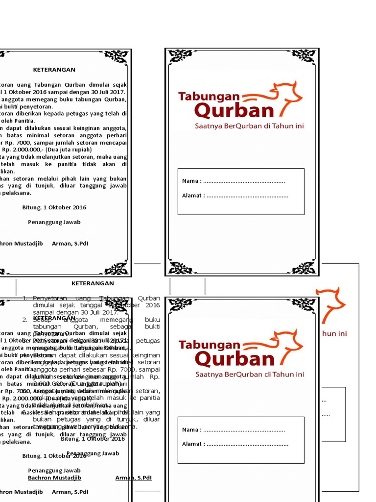 Cover Tabungan Qurban | PDF