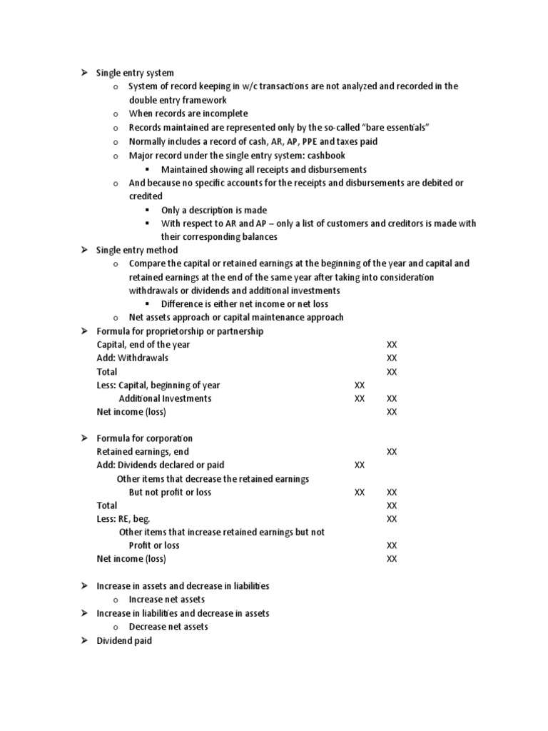 Single Entry System | Download Free PDF | Retained Earnings | Corporations
