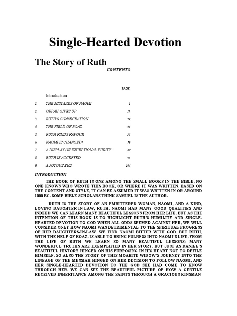 Single-Hearted Devotion: The Story of Ruth | PDF | Ruth (Biblical ...