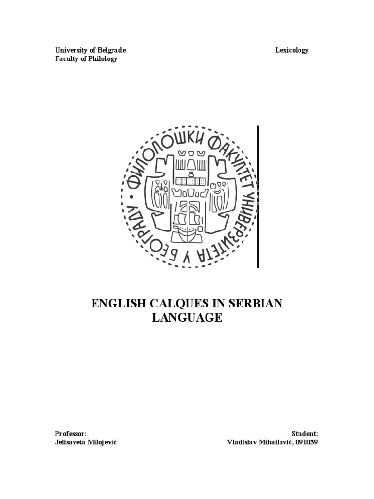 English Calques in Serbian | PDF | Cognitive Science | Syntax
