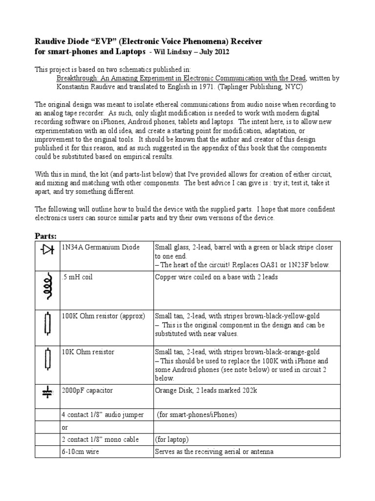 Raudive Diode | PDF | Electrical Connector | Resistor