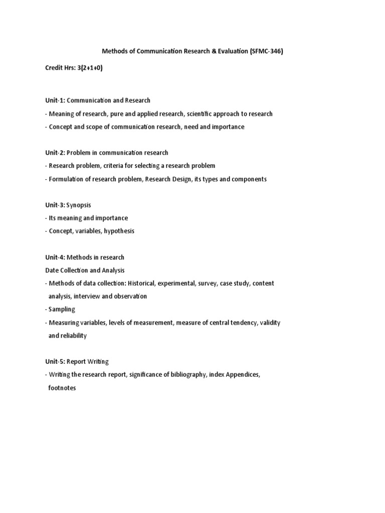 Communication Research Methods Overview | PDF | Science & Mathematics