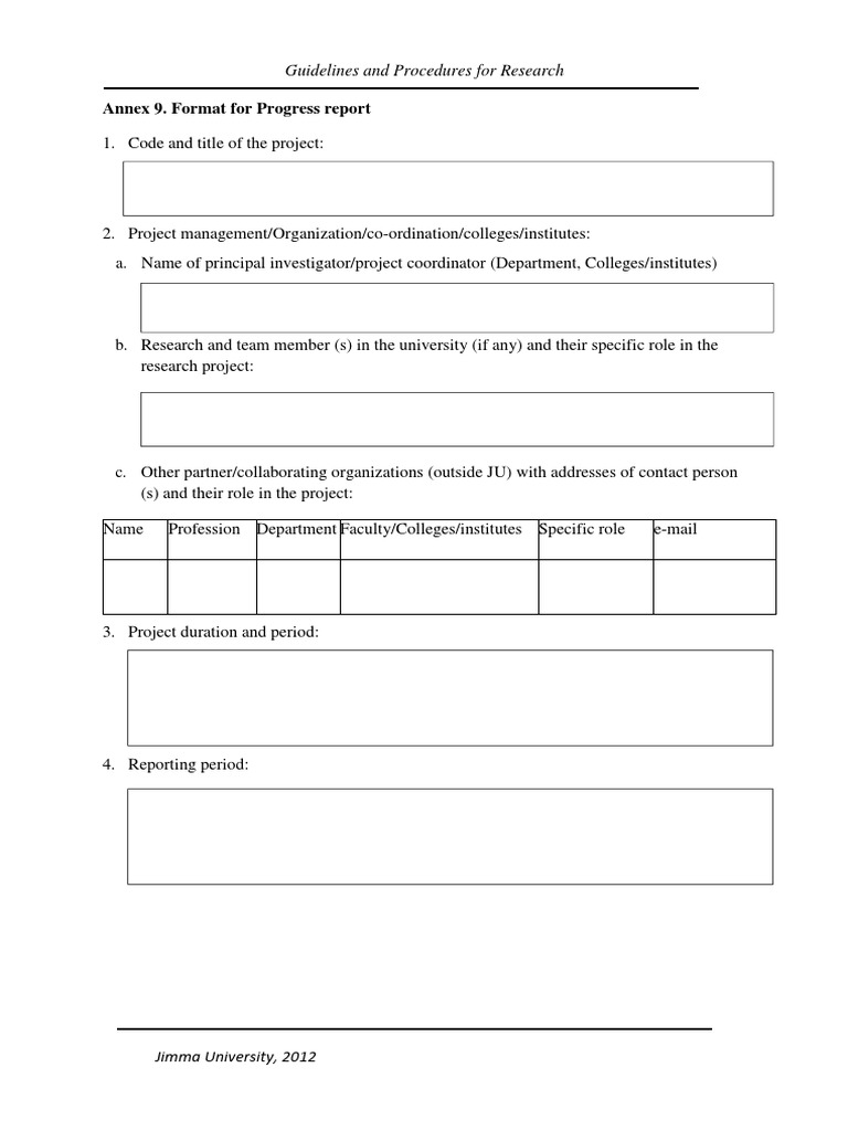Annex 9 Format For Mega Progress Report | PDF | Business