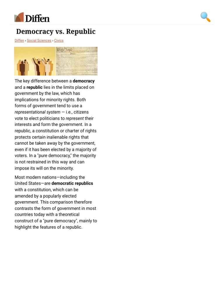 Democracy Vs Republic - Difference and Comparison - Diffen | PDF ...