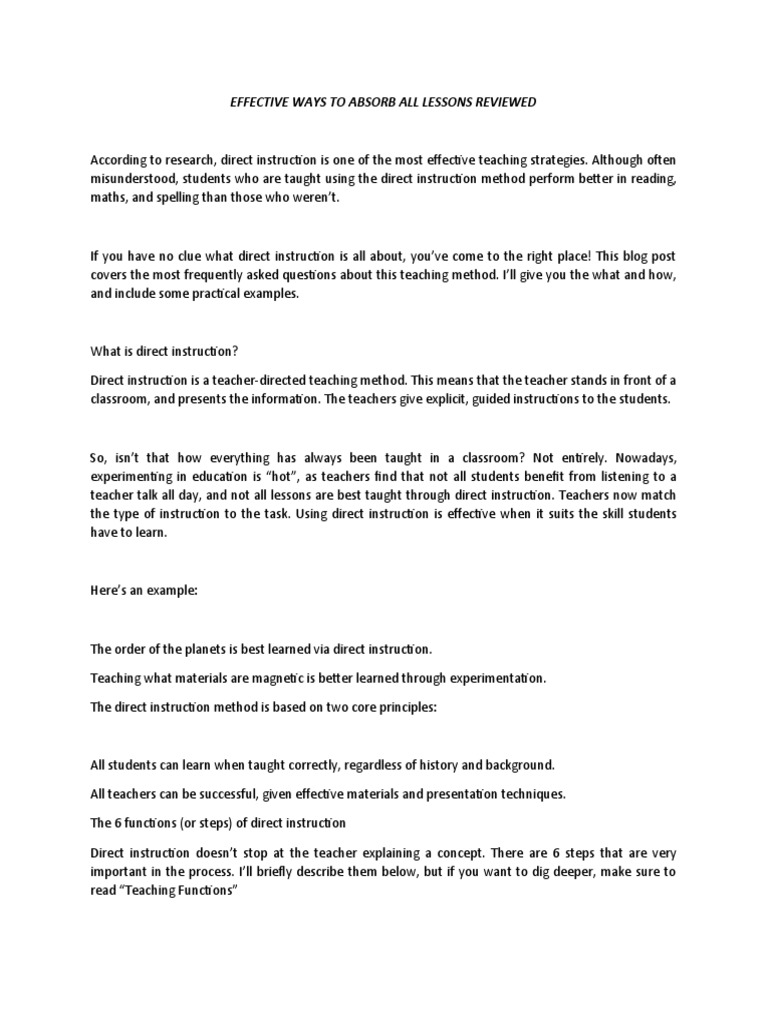 Effective Ways To Absorb All The Lessons You Have Been Reviewed | PDF ...