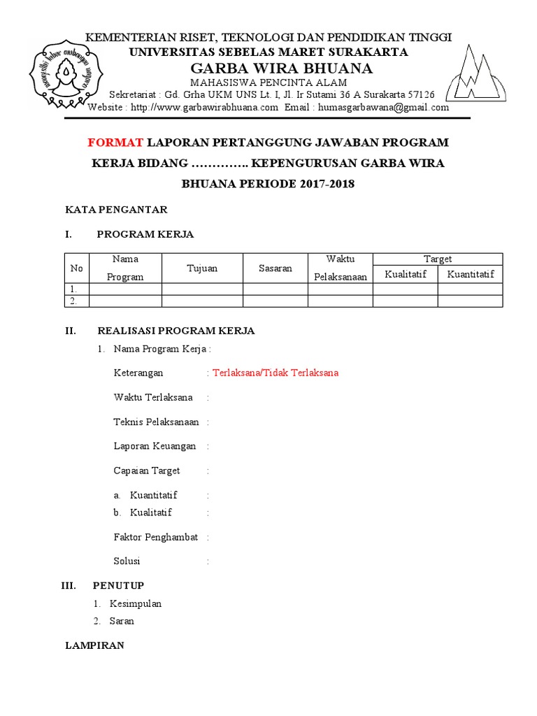 Template LPJ Pengurus | PDF