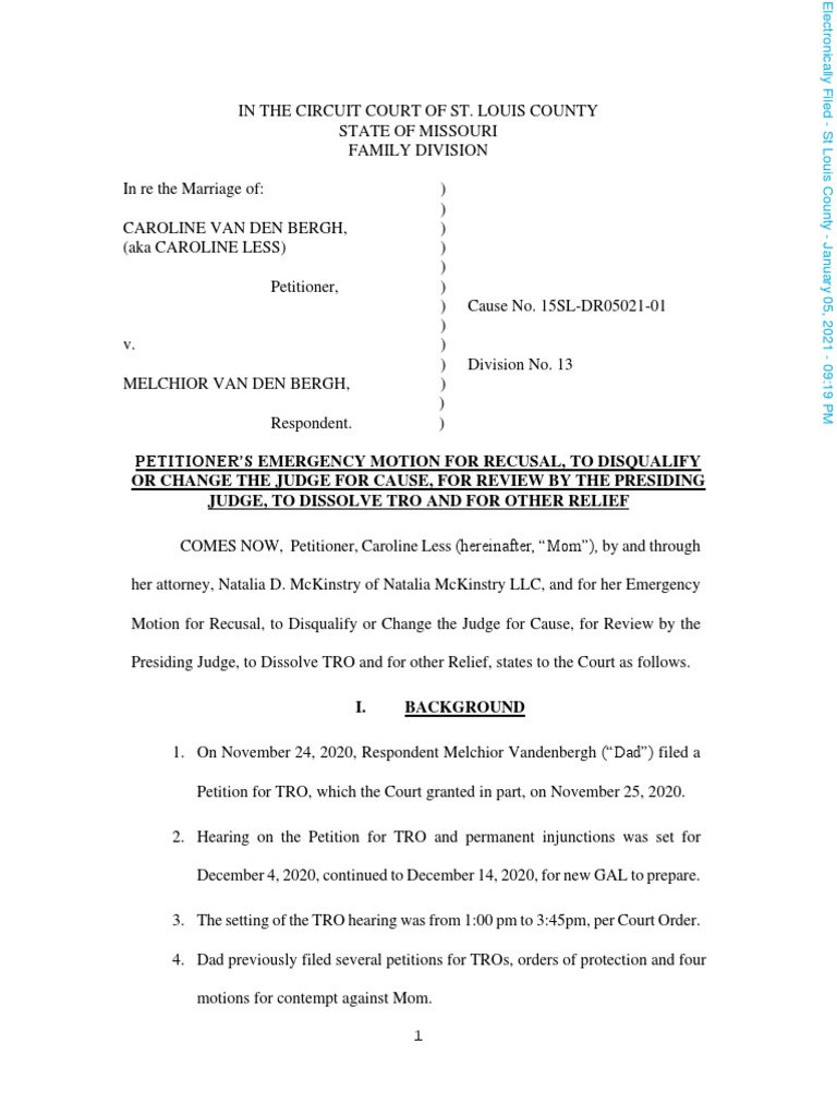 Emergency Motion To Force Recusal of Presiding Judge Bruce Hilton | PDF ... Emergency Motion To Force Recusal of Presiding Judge Bruce Hilton | PDF ...