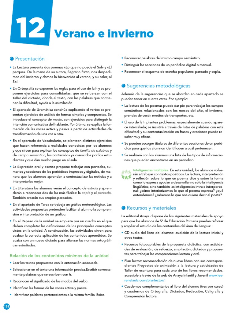 12 Verano e Invierno | PDF | Verbo | Gramática