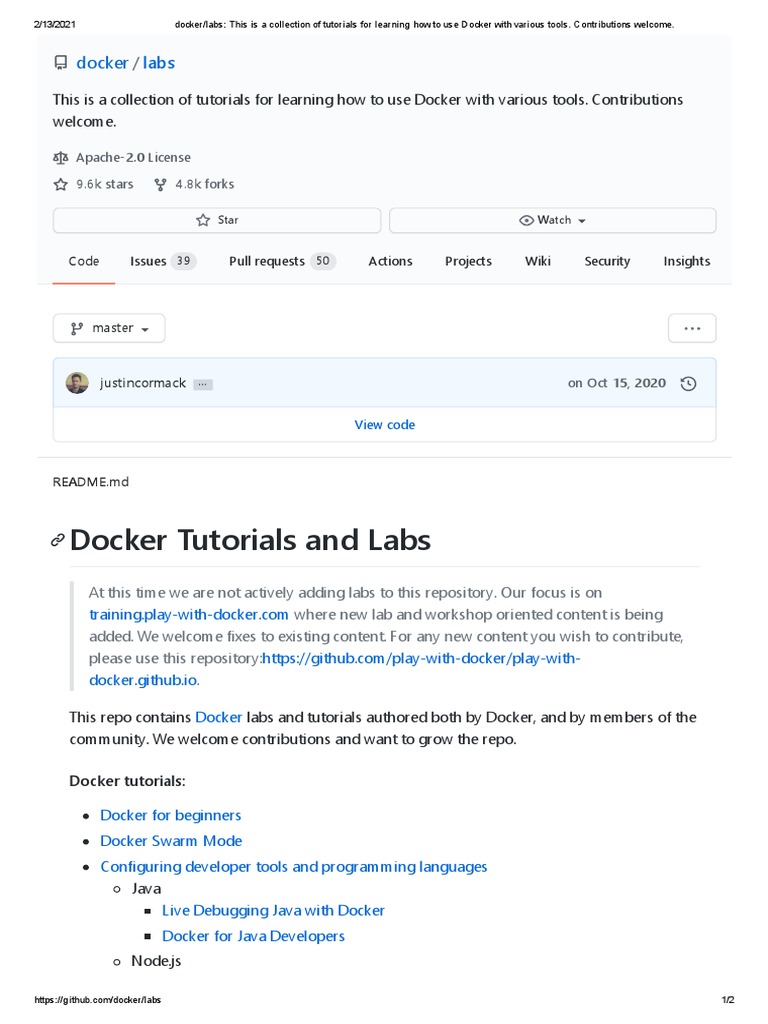 Docker - Labs - This Is A Collection of Tutorials For Learning How To Use Docker With Various ...