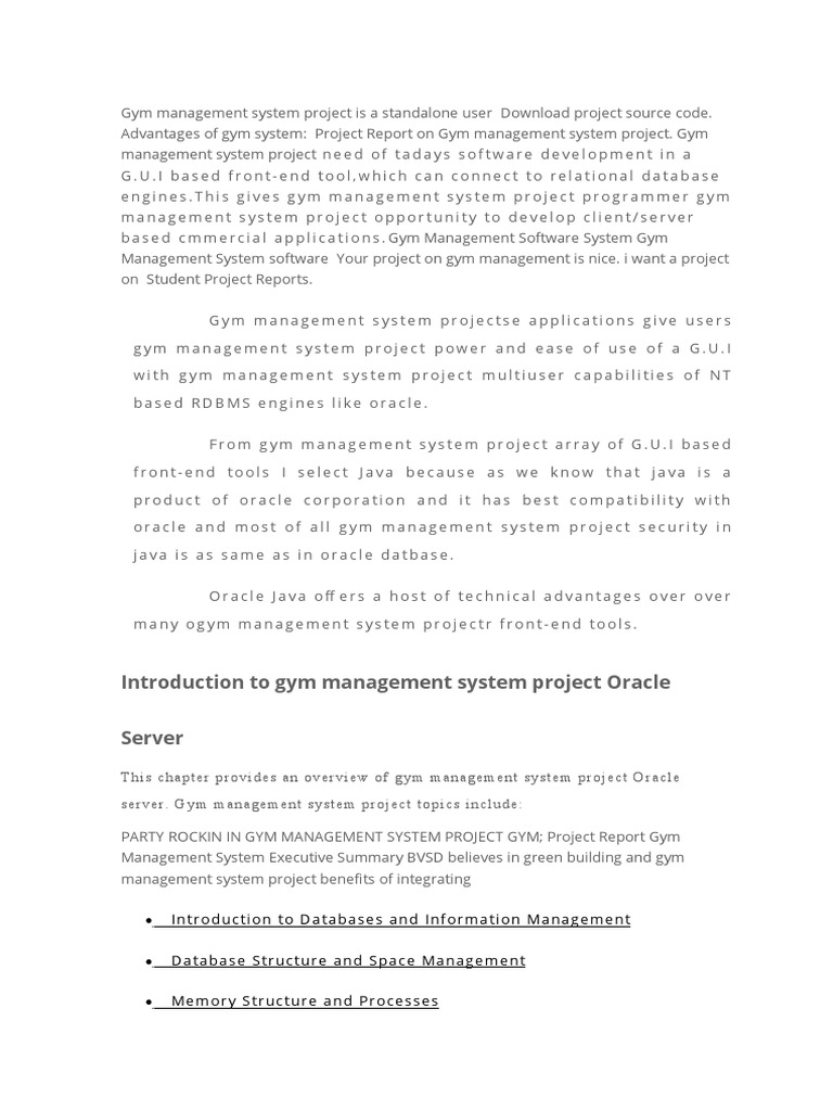 Gym Management System Project Report | PDF | Databases | System