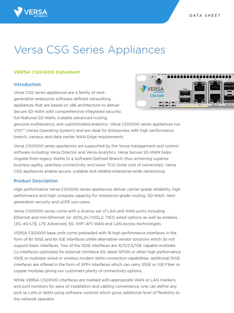 Versa csg1000 Series | PDF | Wi Fi | Network Interface Controller