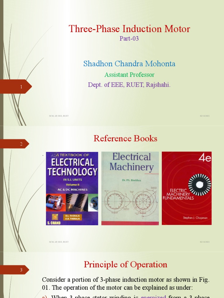 Three-Phase Induction Motor: Shadhon Chandra Mohonta | PDF | Electric ...