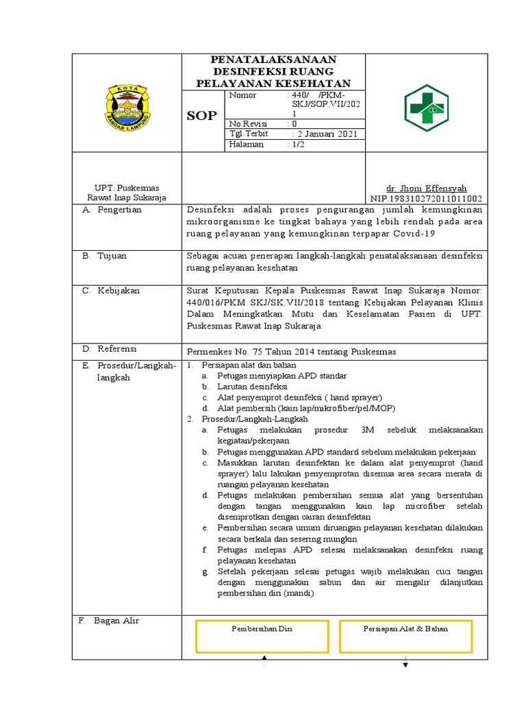 Sop Penatalaksanaan Disinfeksi Ruangan | PDF