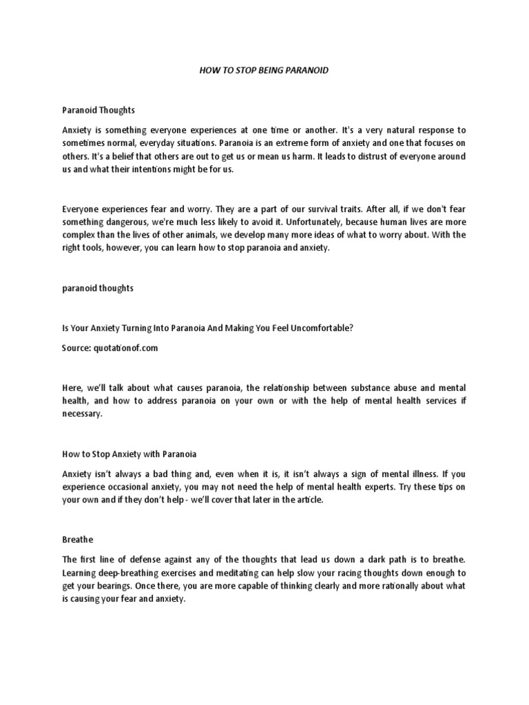 How to Stop Being Paranoid: Is Your Anxiety Turning Into Paranoia | PDF ...
