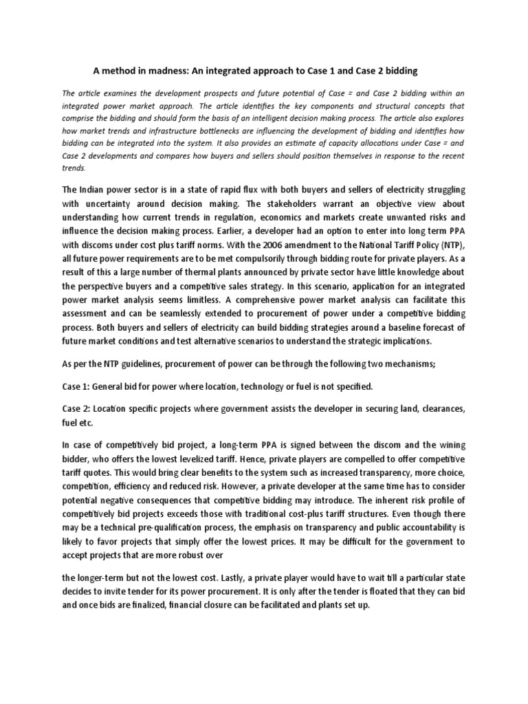 A Method in Madness: An Integrated Approach To Case 1 and Case 2 ...
