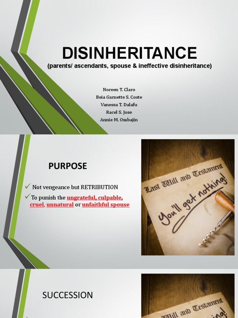 Disinheritance: (Parents/ Ascendants, Spouse & Ineffective ...