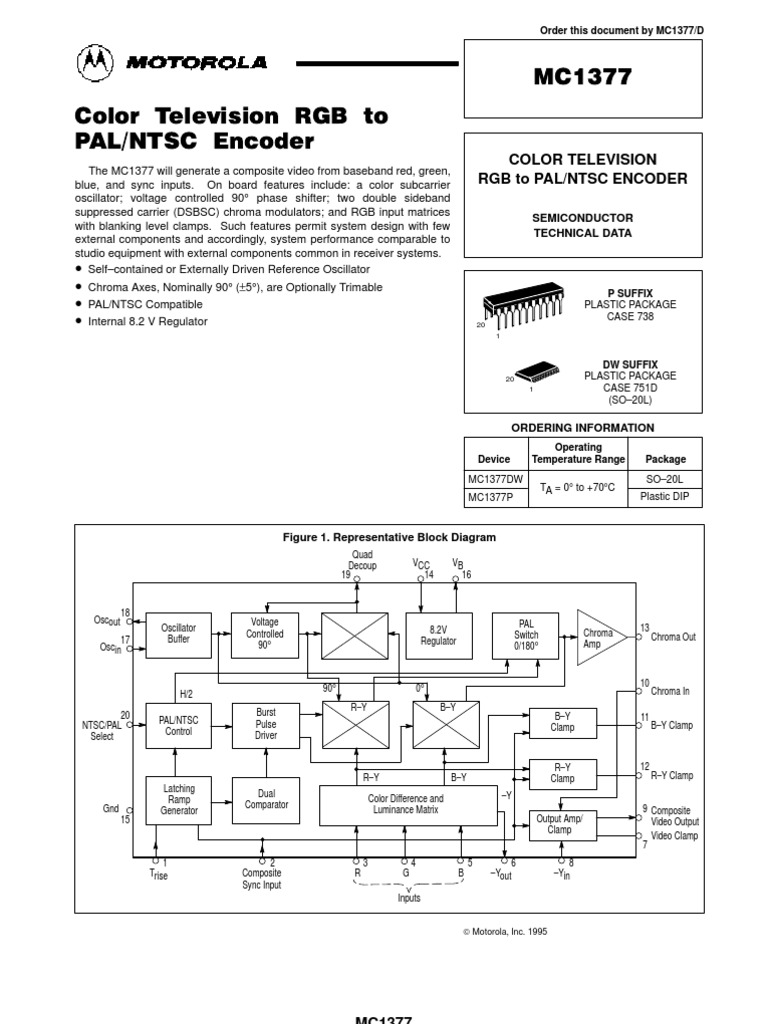 Color Television RGB To Pal/Ntsc Encoder: Semiconductor Technical Data ...