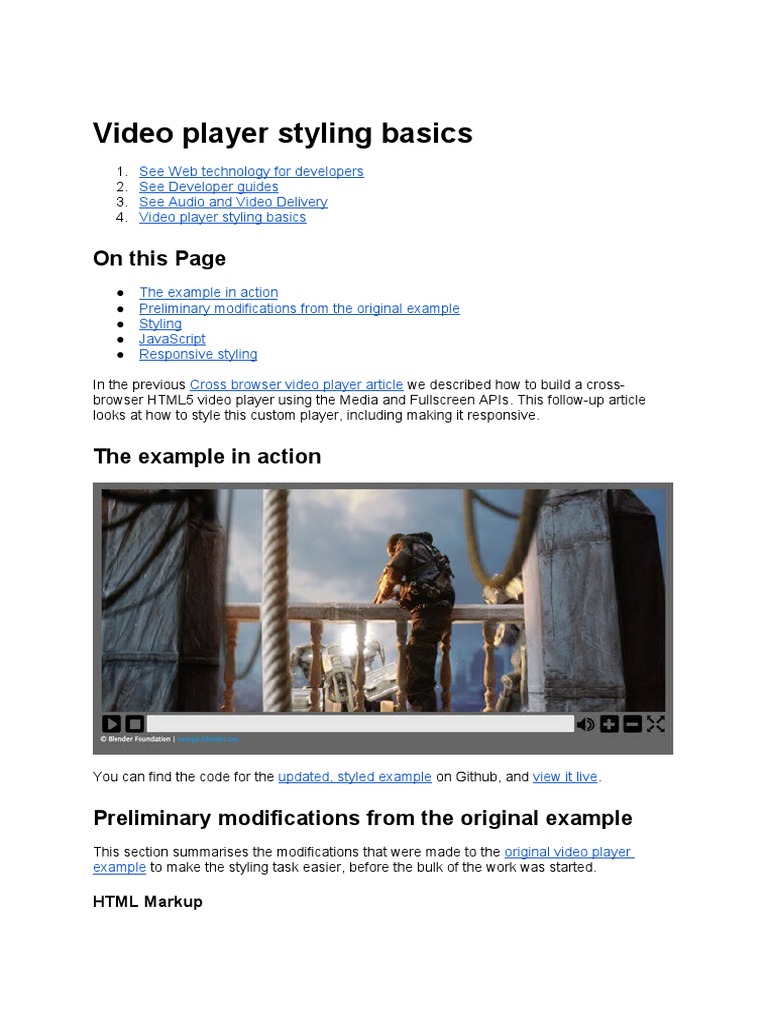 Video Player Styling Basics | PDF | Html | Html Element