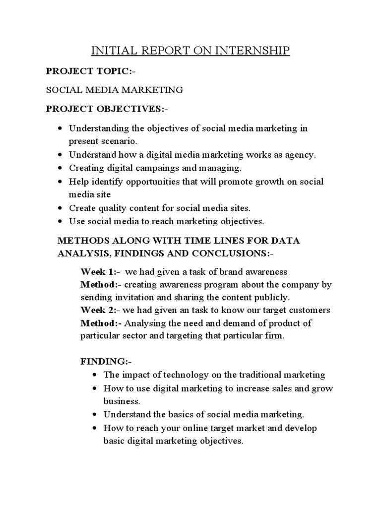 Social Media Marketing Internship Report | PDF