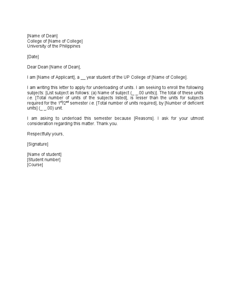 Sample Application For Underloading (UP Diliman) | PDF