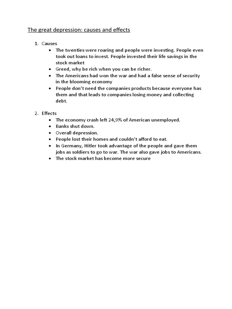 The Great Depression Causes and Effects | PDF | Politics