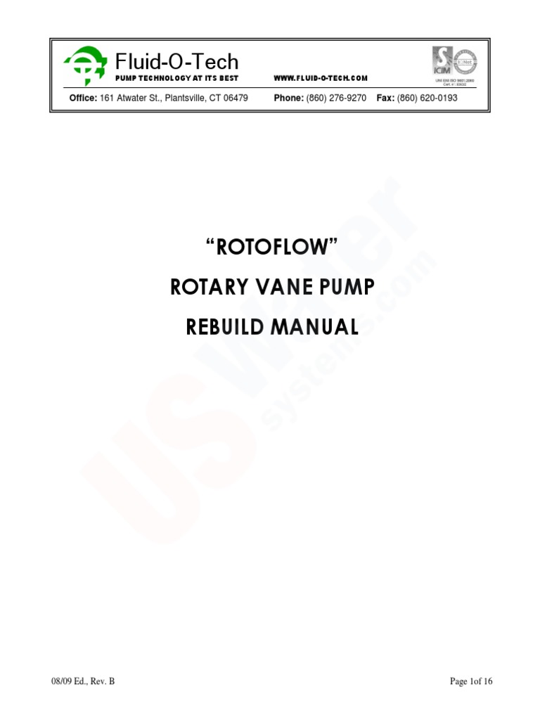 Fluid-O-Tech Repair Rebuild Instructions | PDF | Valve | Pump