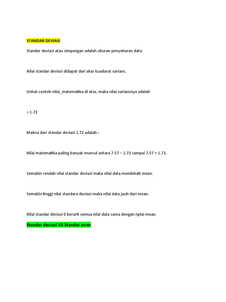 Standar Deviasi | PDF