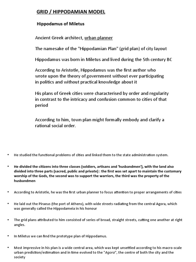 Grid / Hippodamian Model: Hippodamus of Miletus | PDF | Urban Planning ...