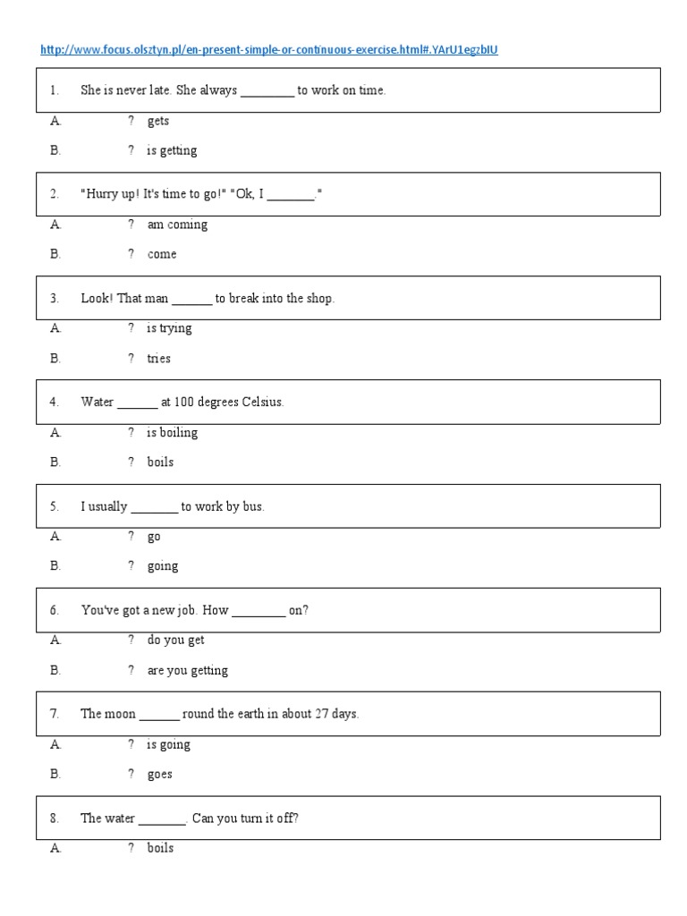 Present Simple Vs Present Cont. Simple Ex | PDF