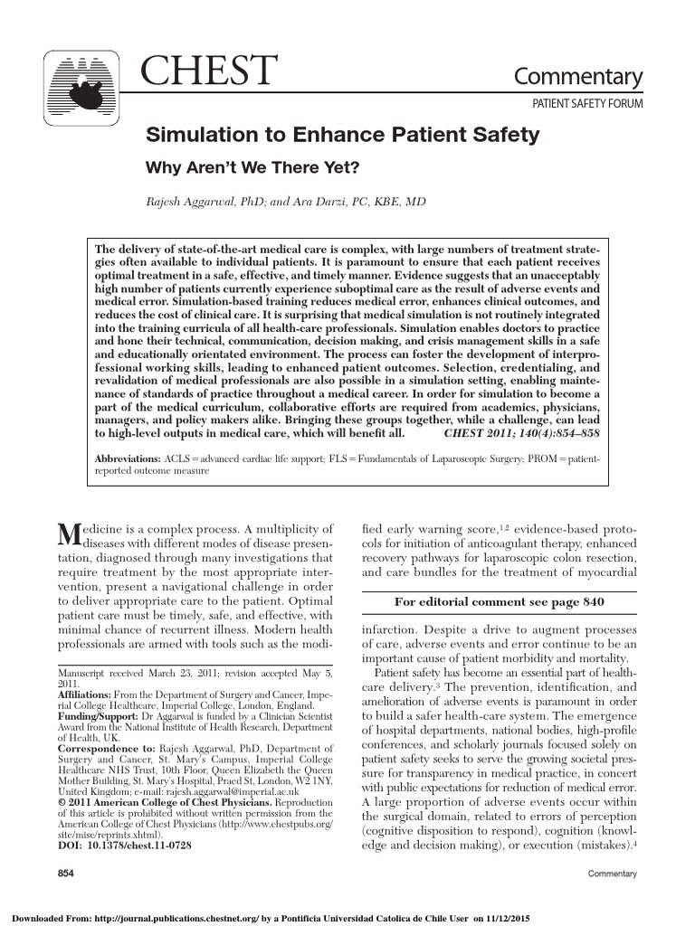 Simulation To Enhance Patient Safety | PDF | Simulation | Patient Safety